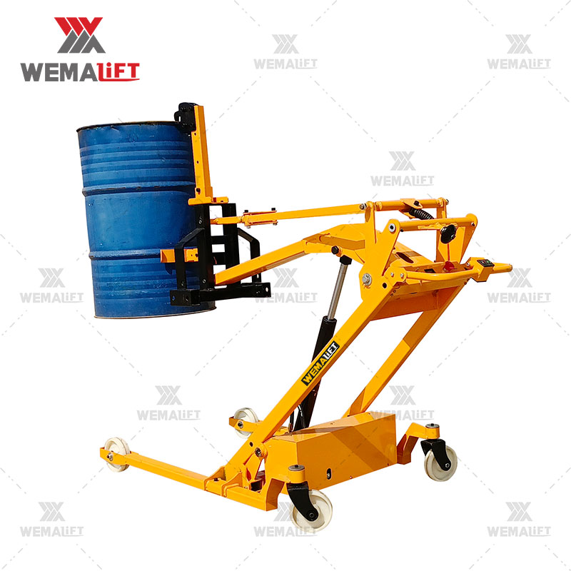 Curved arm drum loading truck